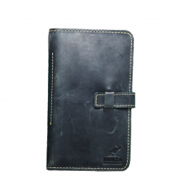 Large Size | Yak Leather | Ibex Engraved Bifold Vintage Wallet|Black